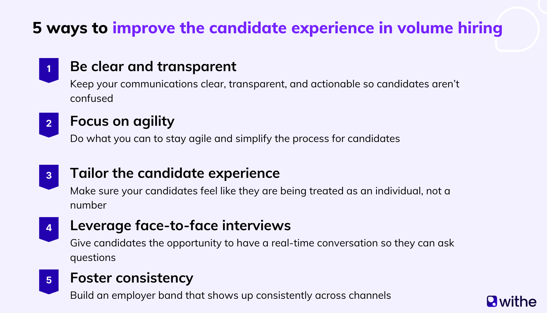 5 tips for improving the candidate experience in high-volume hiring | Withe