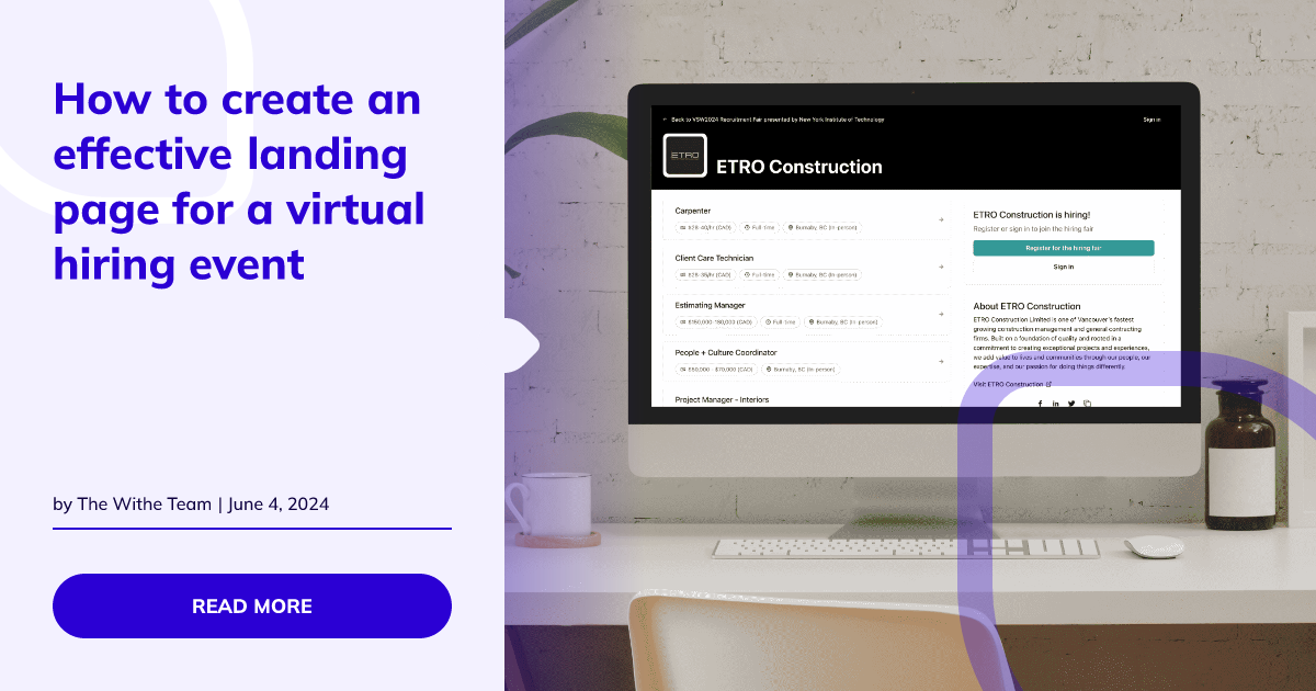 How to create an effective landing page for a virtual hiring event | Withe